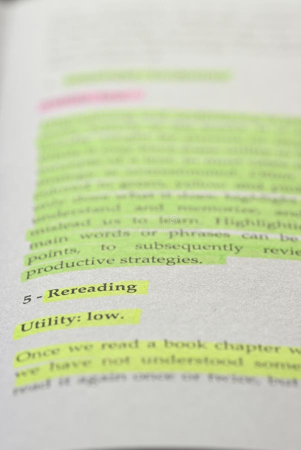 Wrong Technique To Use Highlighting Technique in a Book Stock Photo ...