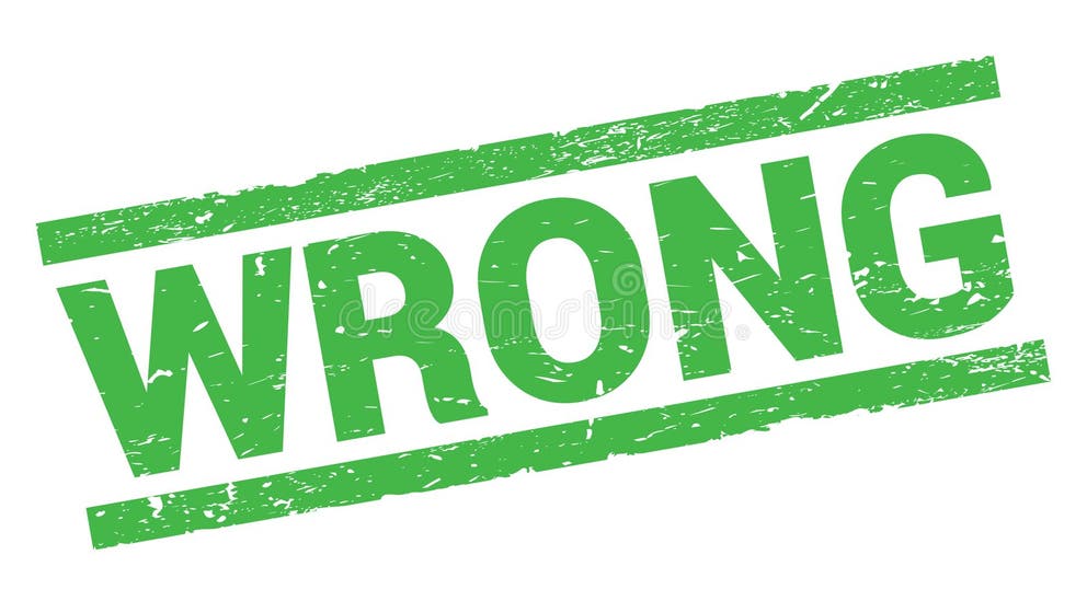 WRONG Text on Green Rectangle Stamp Sign Stock Illustration ...