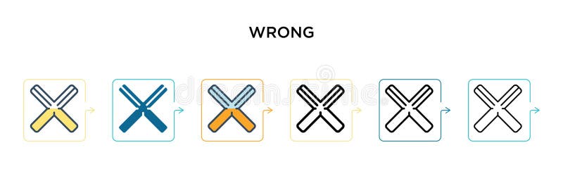 Wrong Vector Icon in 6 Different Modern Styles. Black, Two Colored ...
