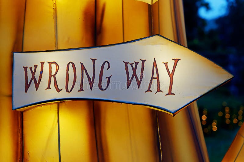 Wrong Way Arrow Cartoon Sign Stock Image - Image of wood, direction ...