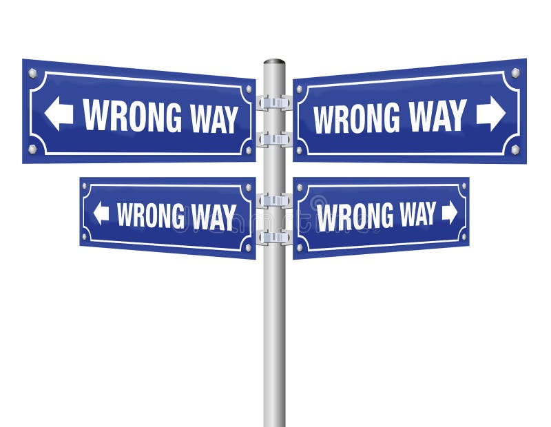 Wrong Way Guidepost stock vector. Illustration of expedient - 98571773