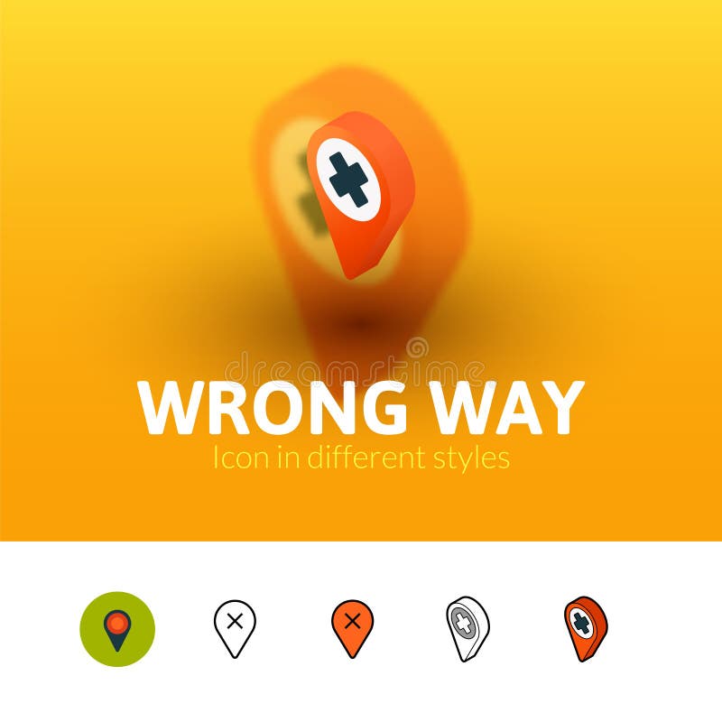 Wrong Way Icon in Different Style Stock Vector - Illustration of sign ...