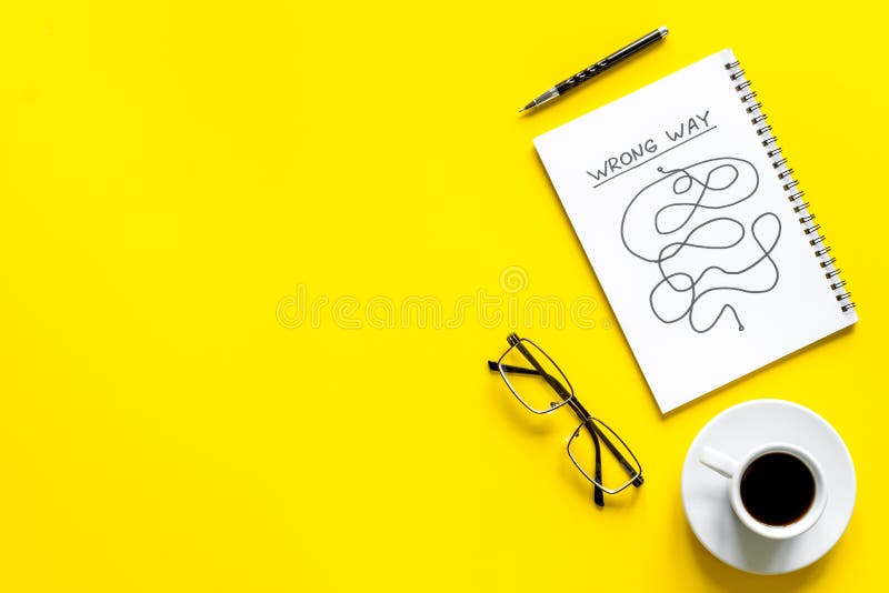 Wrong Way Illustration. Confused Complicated Path in Notepad Copy Space ...