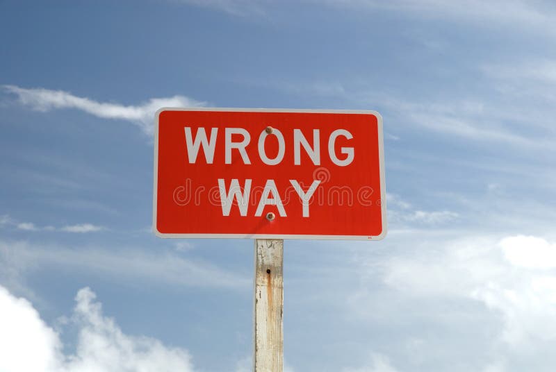 Wrong way sign stock image. Image of object, unique, clouds - 6004013
