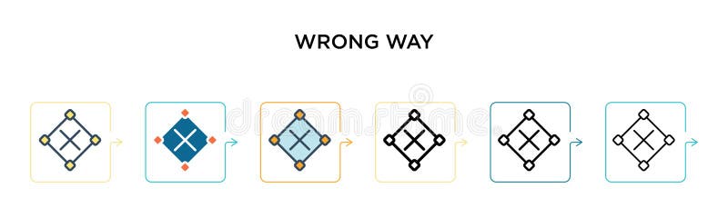 Wrong Way Sign Vector Icon in 6 Different Modern Styles. Black, Two ...
