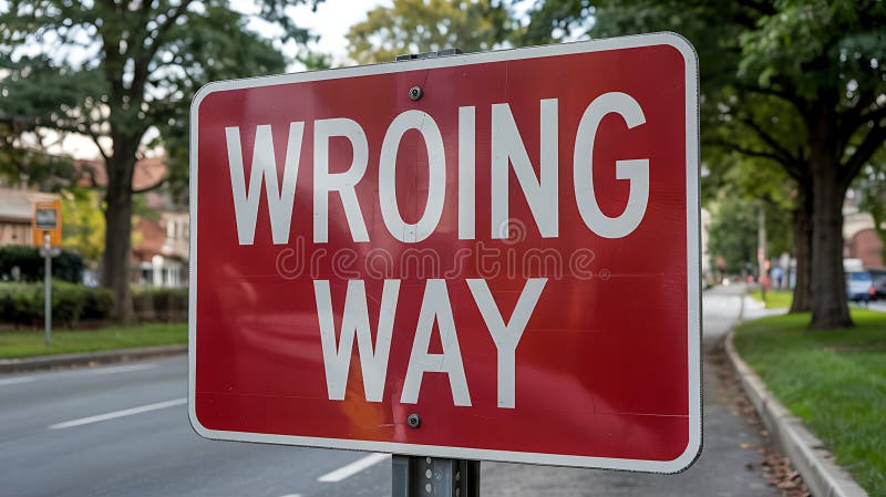 Wrong Way Street Sign Warning Drivers of Danger Stock Illustration - Illustration of roadside ...