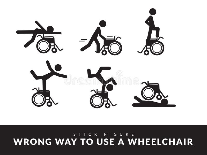 Wrong Way To Use a Wheelchair. Isolated Vector Illustration Stock ...