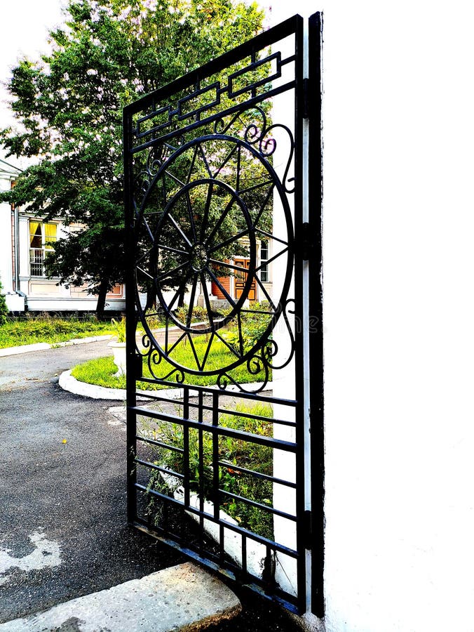 Wrought Gate Entrance Welcome Stock Image - Image of university ...