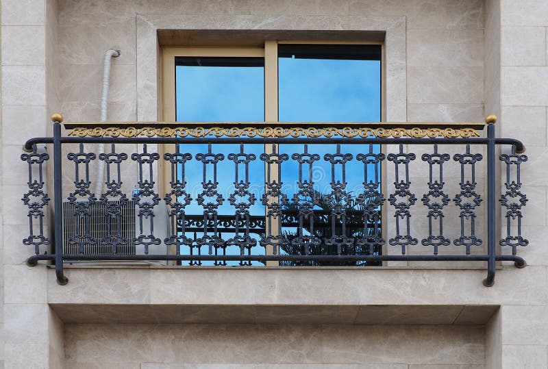 Wrought Iron Balcony Railing. 2 Stock Image - Image of forging, color ...