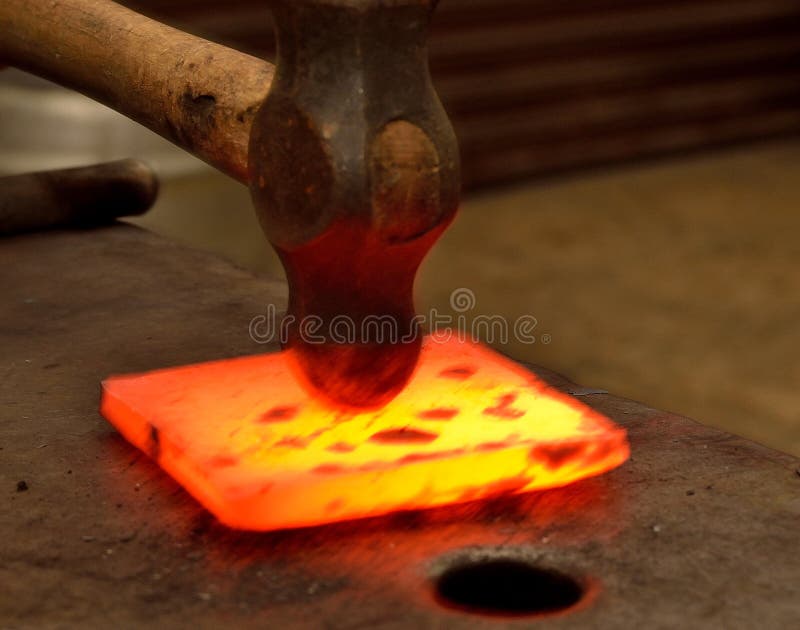 Blacksmith Forging a Sheet of Iron Stock Photo - Image of piece ...