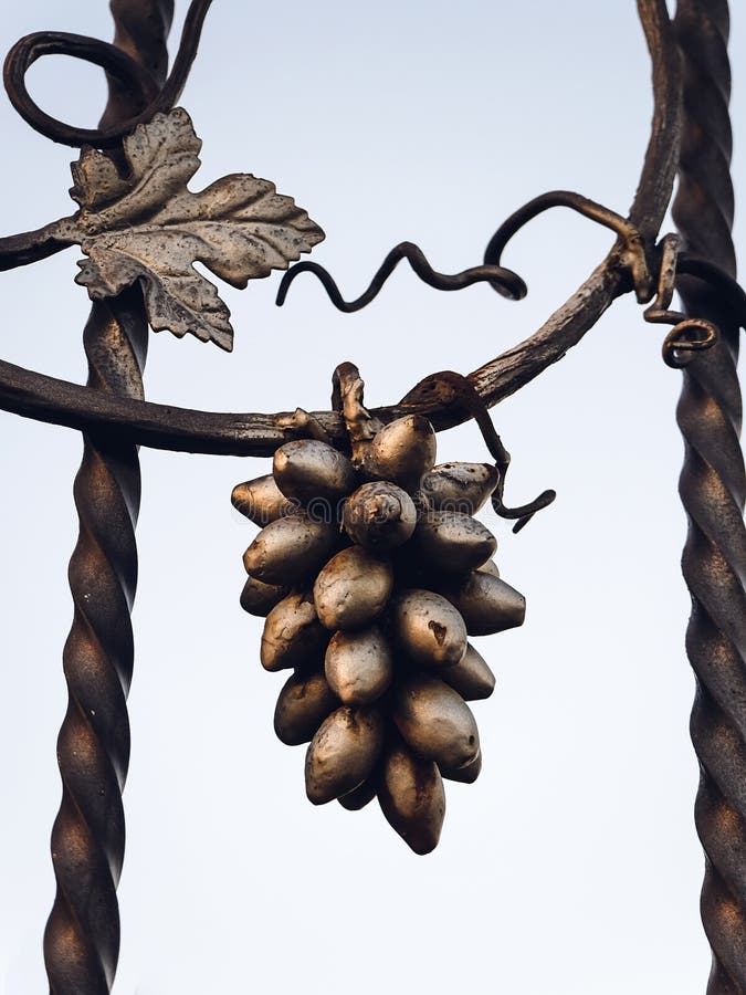 Wrought Iron Bunch of Grapes Stock Image - Image of fence, element ...