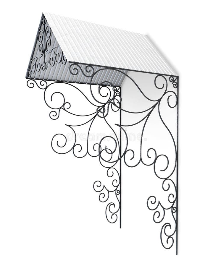 Wrought Iron Canopy on a White Background. 3d Rendering Stock ...