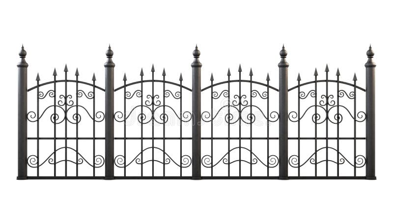 Wrought Iron Fence (4 Silhouette) Stock Vector - Illustration of ...
