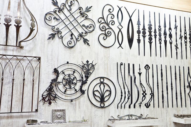 Wrought Iron Fence Samples in Store Stock Image - Image of industrial ...