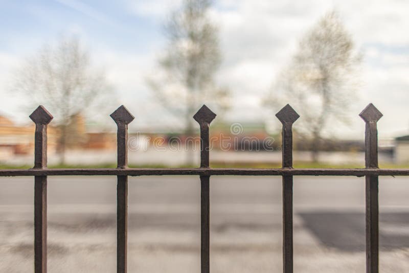 Wrought Iron Gate Detail Spikes Stock Image - Image of metal, house ...