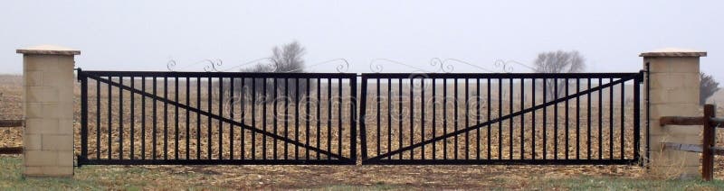 Gate with pillar columns stock image. Image of black - 52432771