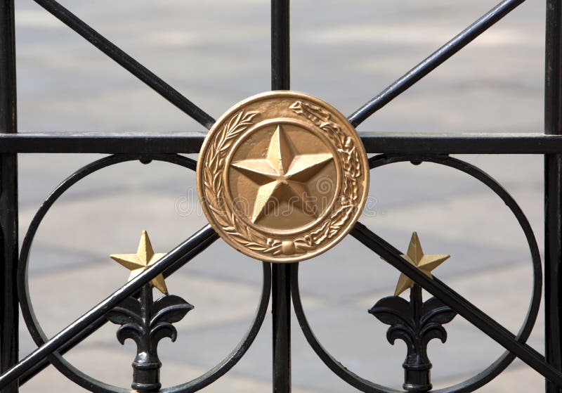 Wrought Iron Gate with Gold Stars Stock Image - Image of outside, lone ...