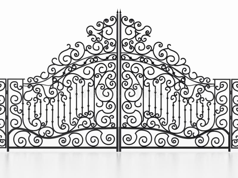 Wrought Iron Gate Isolated on White Background. 3D Illustration Stock ...