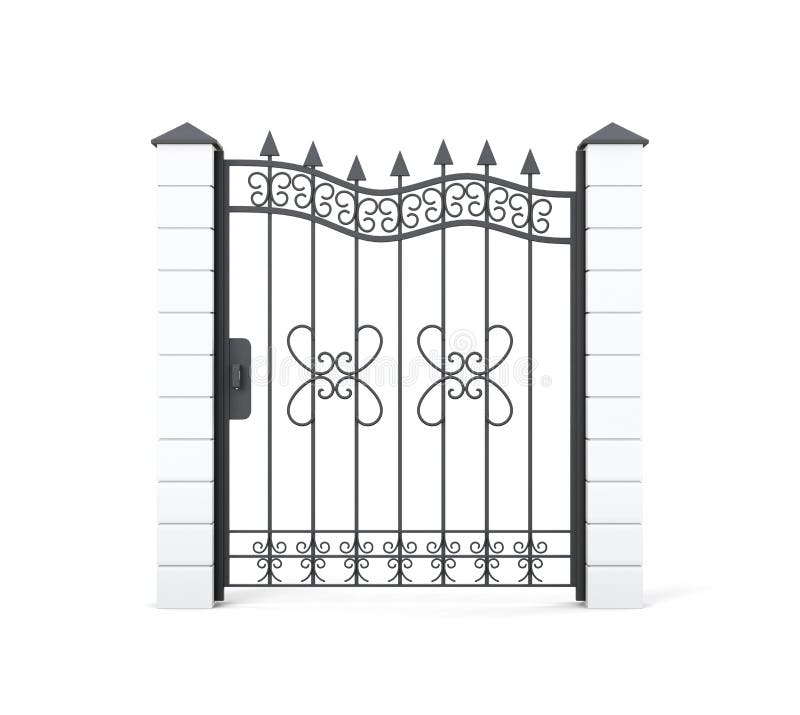 Wrought Iron Gate Isolated on White Background. 3d Rendering Stock ...