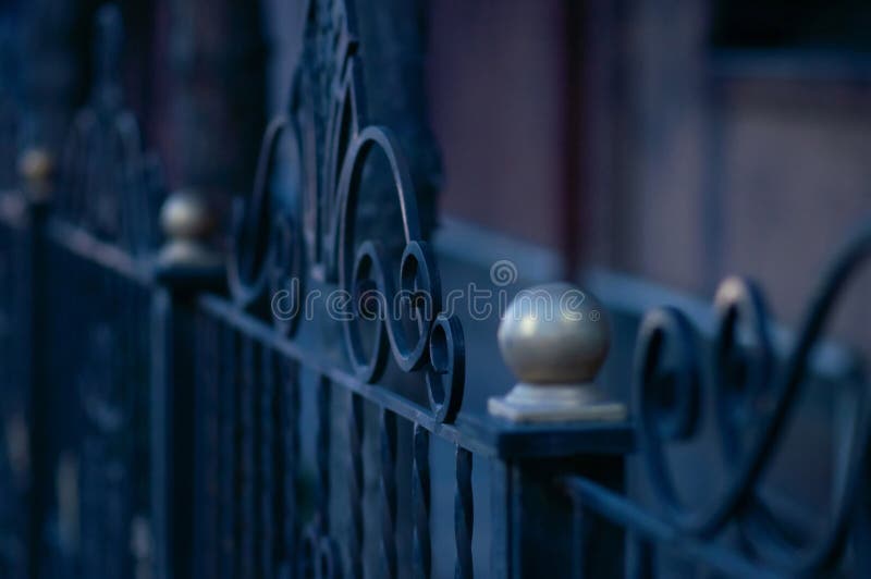 Wrought Iron Gate at Night. Shallow Dept of Field. Outdoor Stock Photo ...