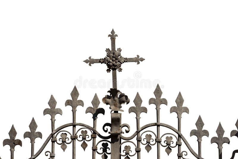 Wrought Iron Gate with a Religious Cross and Sharp Points Stock Photo ...