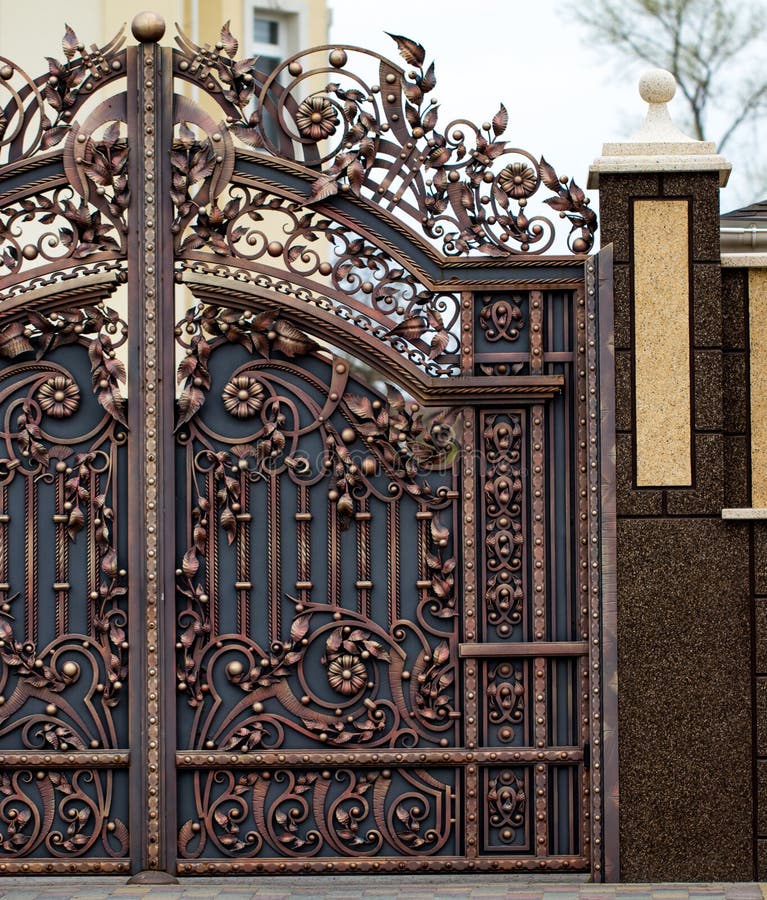 Wrought-iron Gates, Ornamental Forging, Forged Elements Close-up Stock ...