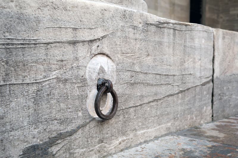 Wrought Iron Ring on a Stone Wall Stock Image - Image of work, single ...