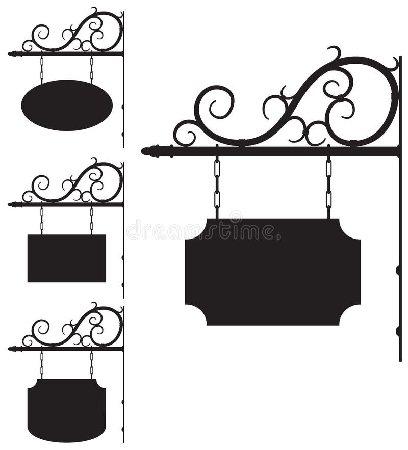 Wrought Iron Signs for Old-fashioned Design Stock Vector - Illustration ...