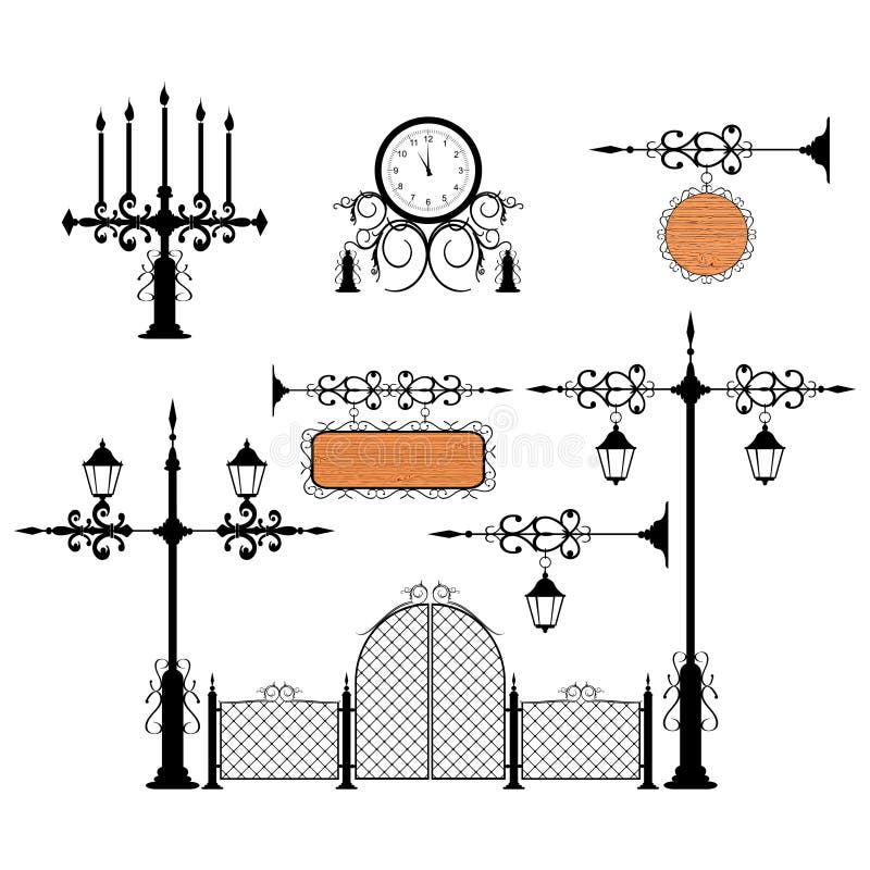 Wrought iron vector set stock vector. Illustration of road - 24001479