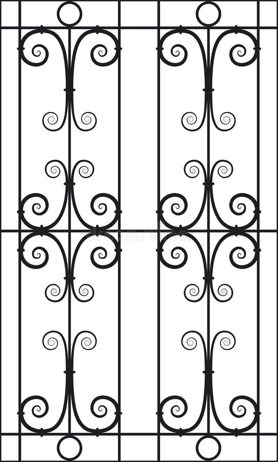 Wrought Iron Window Design Silhouette Cutout Stock Vector ...