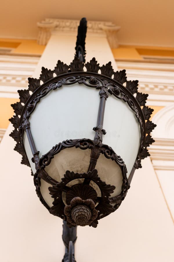 Wrought Lantern on the Wall of a Classical Building Stock Image - Image ...