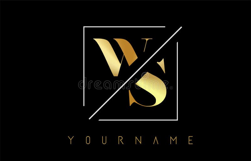 WS Golden Letter Logo with Cutted and Intersected Design Stock Vector ...