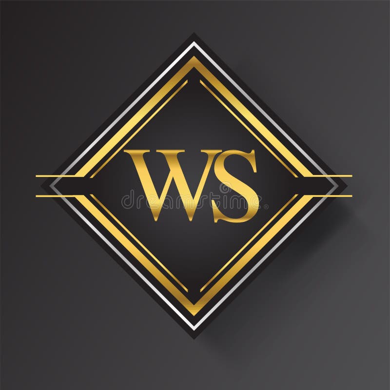 WS Letter Logo in a Square Shape Gold and Silver Colored Geometric ...