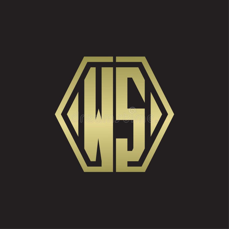 WS Logo Monogram with Hexagon Line Rounded Design Template with Gold ...