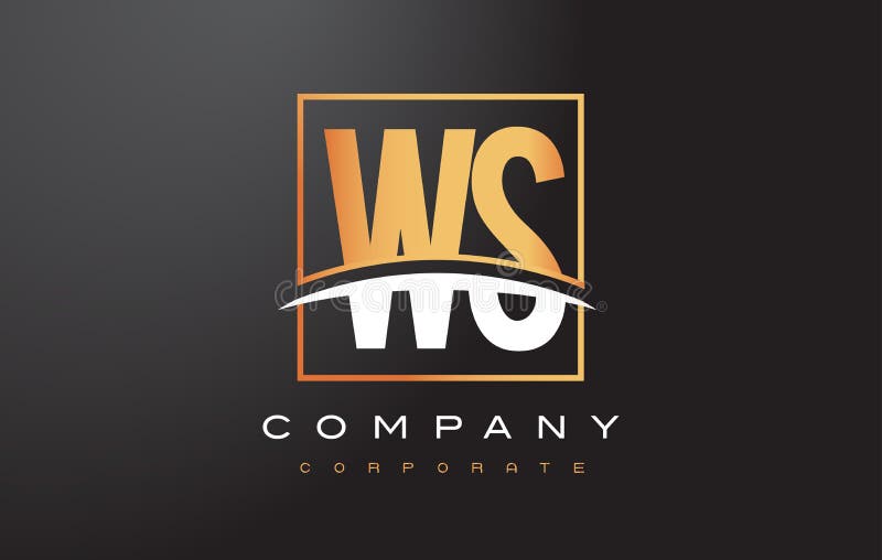 WS W S Golden Letter Logo Design with Gold Square and Swoosh. Stock ...