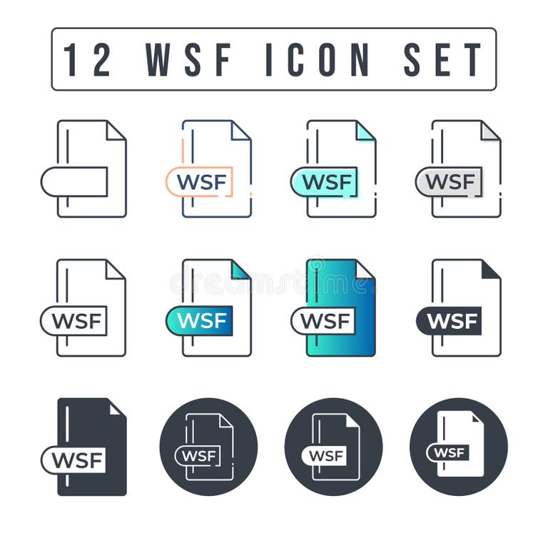 WSF File Format Icon Set. 12 WSF Icon Set Stock Vector - Illustration ...