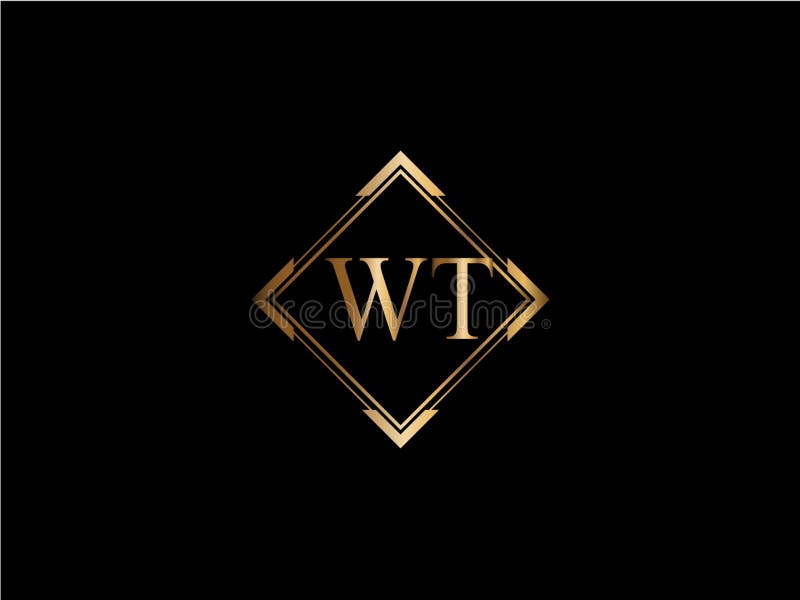 WT Initial Diamond Shape Gold Color Later Logo Design Stock Vector ...