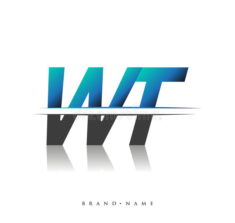 WT Initial Logo Company Name Colored Black and Blue, Simple and Modern ...