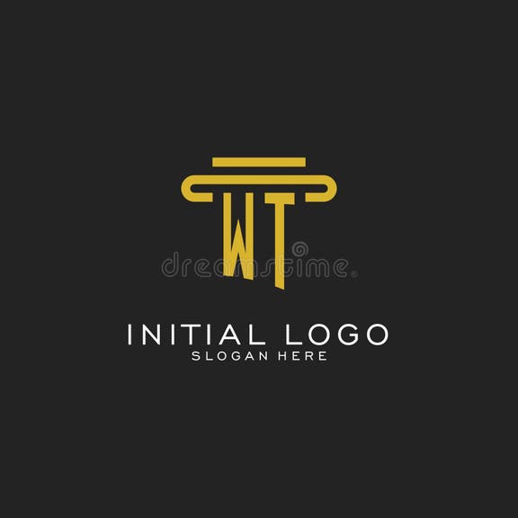 WT Initial Logo with Simple Pillar Style Design Stock Illustration ...