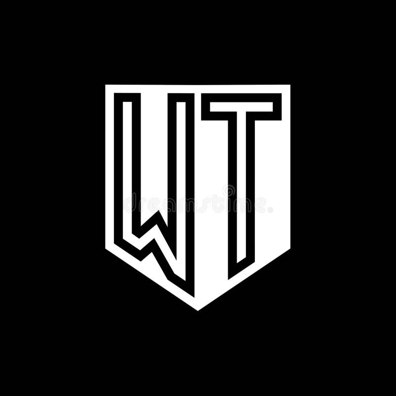 WT Logo Monogram Shield Geometric Black Line Inside White Shield Color ...
