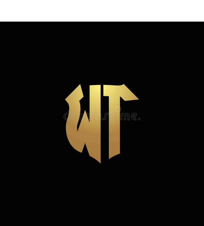WT Logo Monogram with Gold Colors and Shield Shape Design Template ...