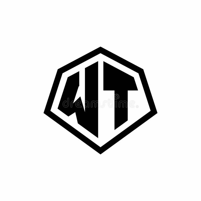 WT Monogram Logo with Hexagon Shape and Line Rounded Style Design ...