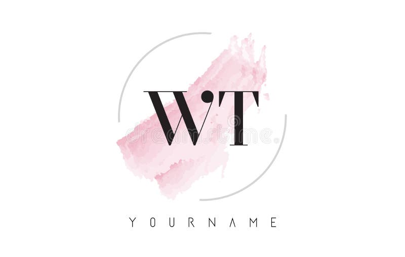WT W T Watercolor Letter Logo Design with Circular Brush Pattern Stock ...