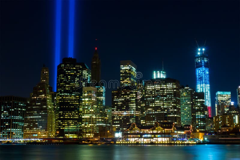 WTC Memorial: Tribute in Light Editorial Stock Image - Image of ...