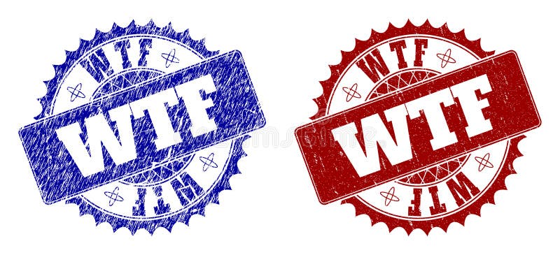 WTF Blue and Red Rounded Watermarks with Unclean Textures Stock Vector ...