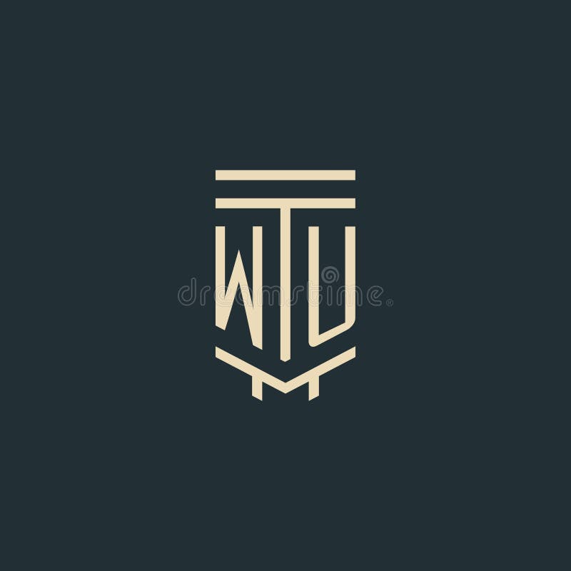 WU Initial Monogram with Simple Line Art Pillar Logo Designs Stock ...