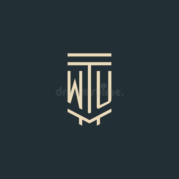 WU Initial Monogram with Simple Line Art Pillar Logo Designs Stock ...