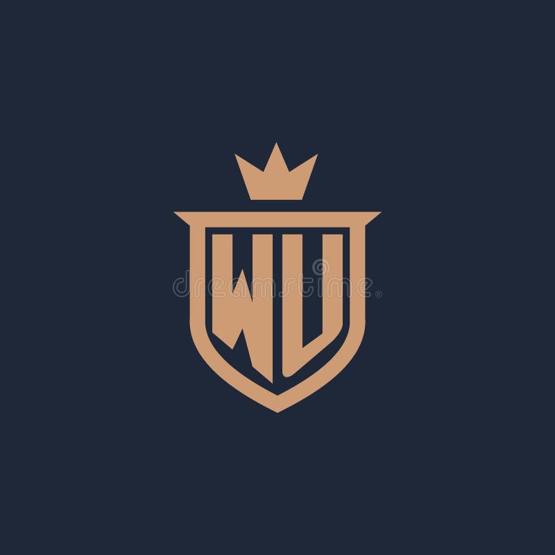 WU Monogram Initial Logo with Shield and Crown Style Stock Vector ...