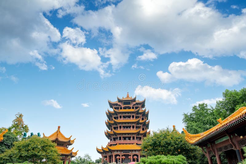 Wuhan yellow crane tower stock image. Image of building - 330877963
