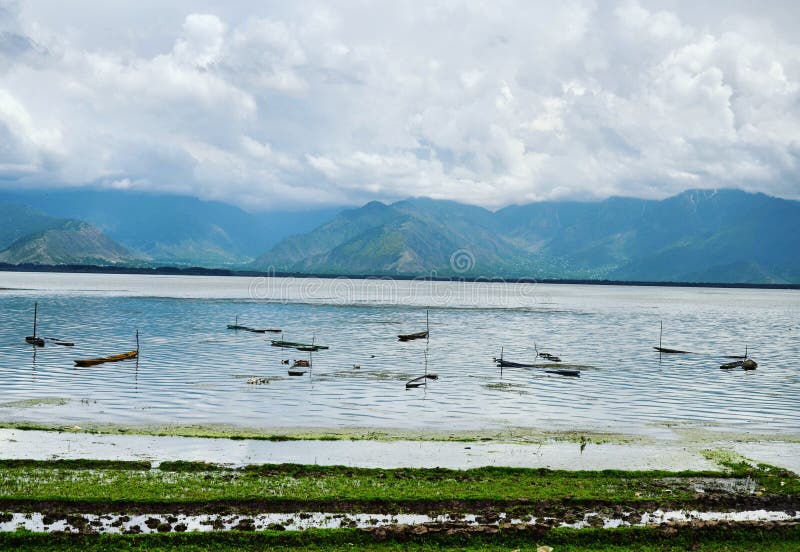 Wular lake stock image. Image of lake, hill, kashmir - 124356181